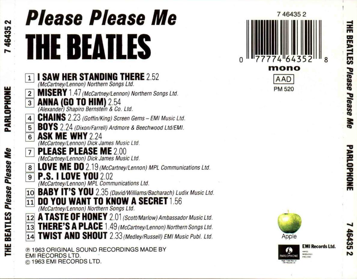 The Beatles Please Please Me : Back | CD Covers | Cover Century | Over ...